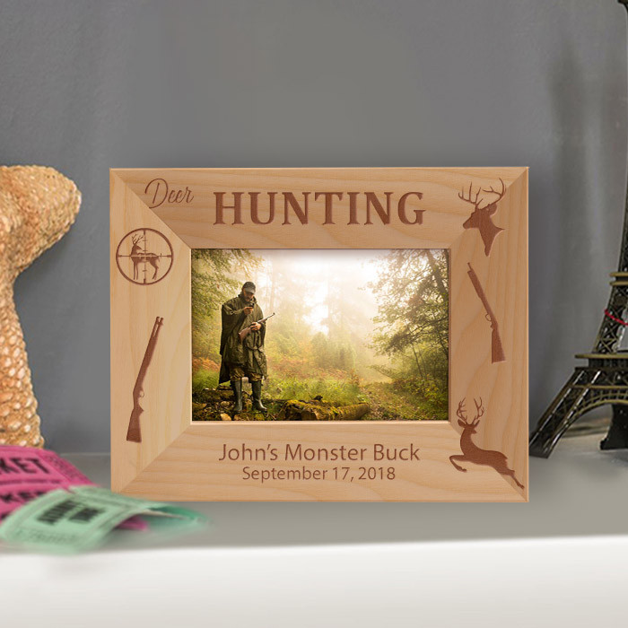 Buy Deer Hunting Personalized Wooden Picture Frame - Center Gifts