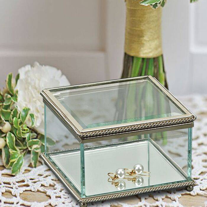 Buy Personalized Square Glass Box with Hinged Cover - Center Gifts